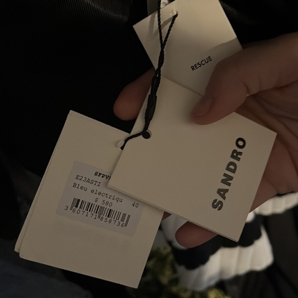 Sandro | Jackets & Coats | Sandro Asti Contrast Trim Tweed Cotton Blend ...